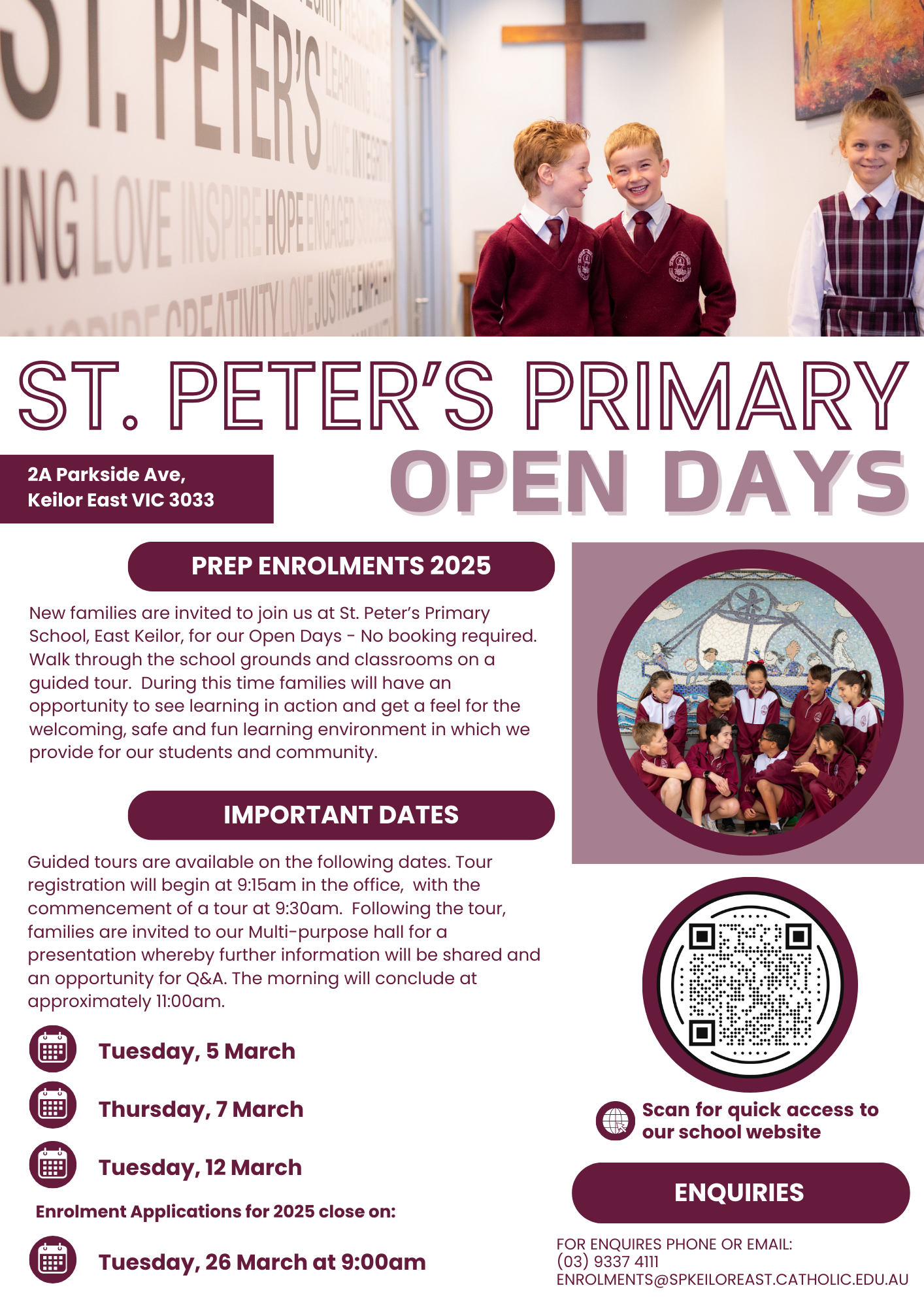 Prep Enrolments 2025 - St Peter's Primary School